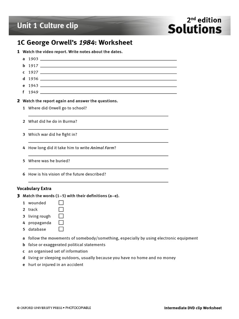 1C Culture Clip Worksheet II Kl. | PDF
