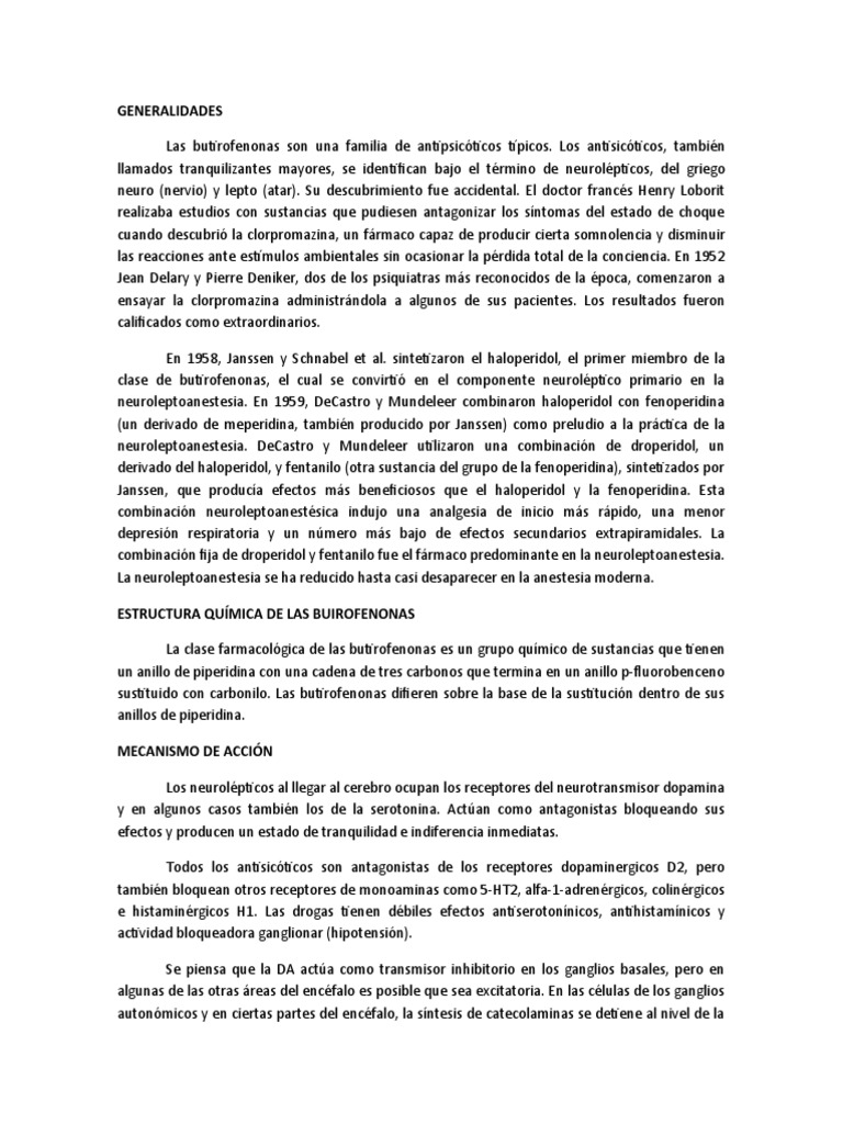 Butirofenonas: Antipsicóticos y Haloperidol | PDF | Drogas ...