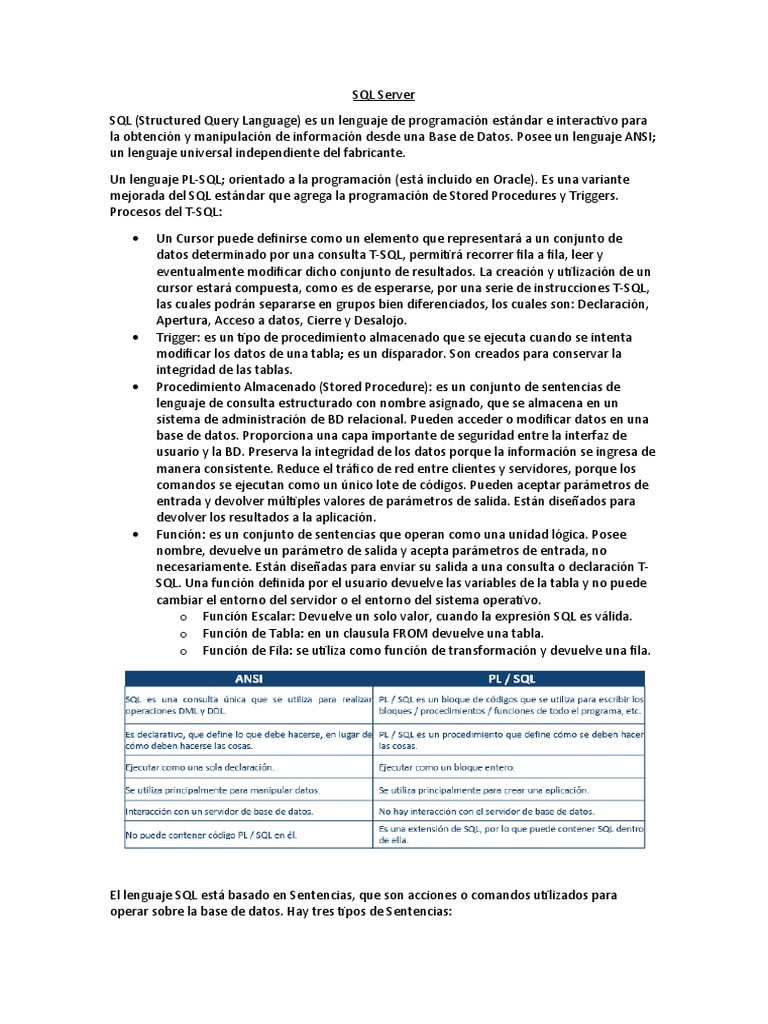 SQL Conceptos y Funciones | PDF | SQL | Lenguaje de programación