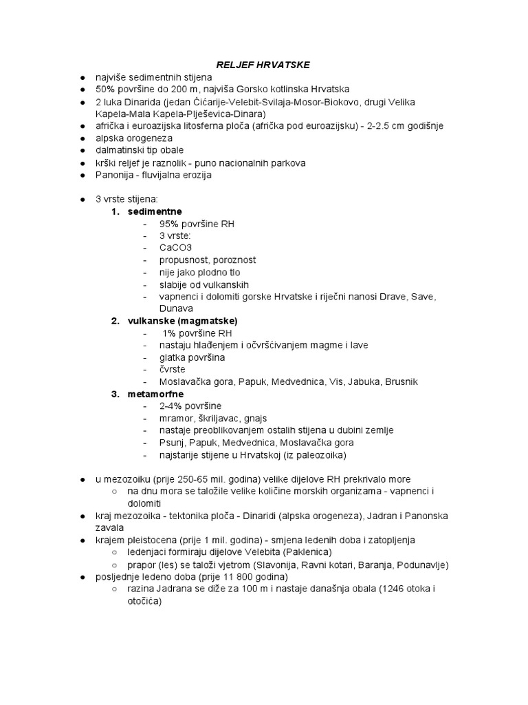Reljef Hrvatske | PDF