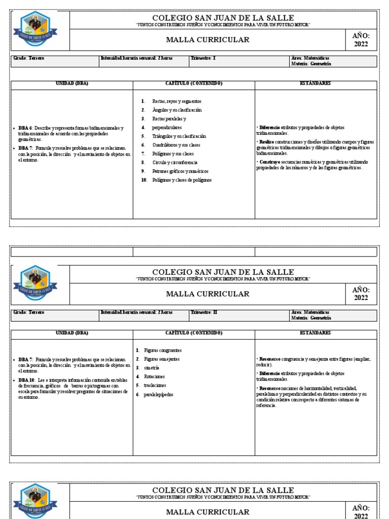 Geometría - Tercero - Malla Curricular | PDF