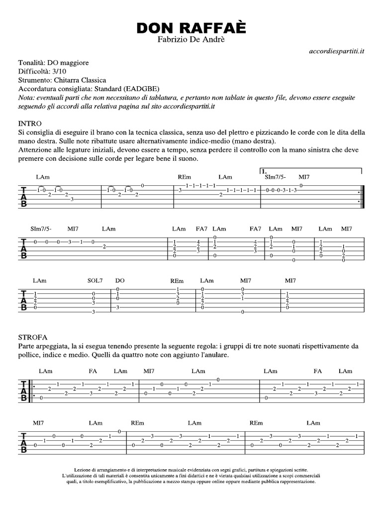 don Raffaè (tablatura per chitarra classica) | PDF