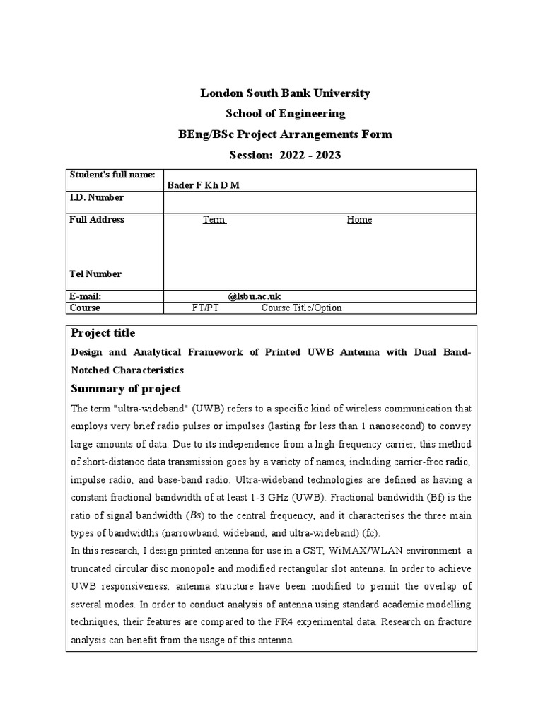 PAF Form 2022-2023 | PDF | Ultra Wideband | Radio Spectrum