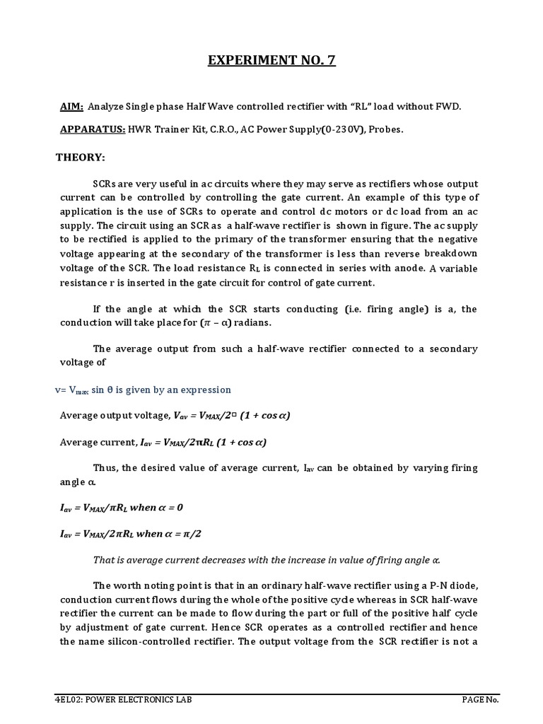 Exp-7 111 | PDF | Rectifier | Power Electronics