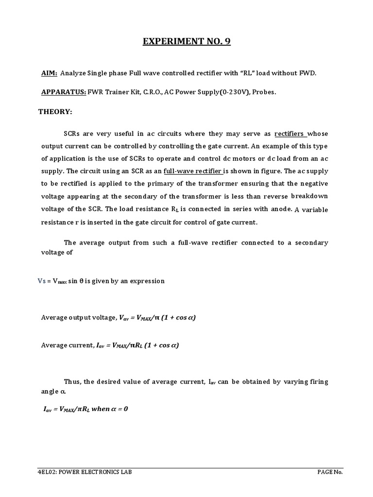 Exp-9 11 | PDF | Rectifier | Power Electronics