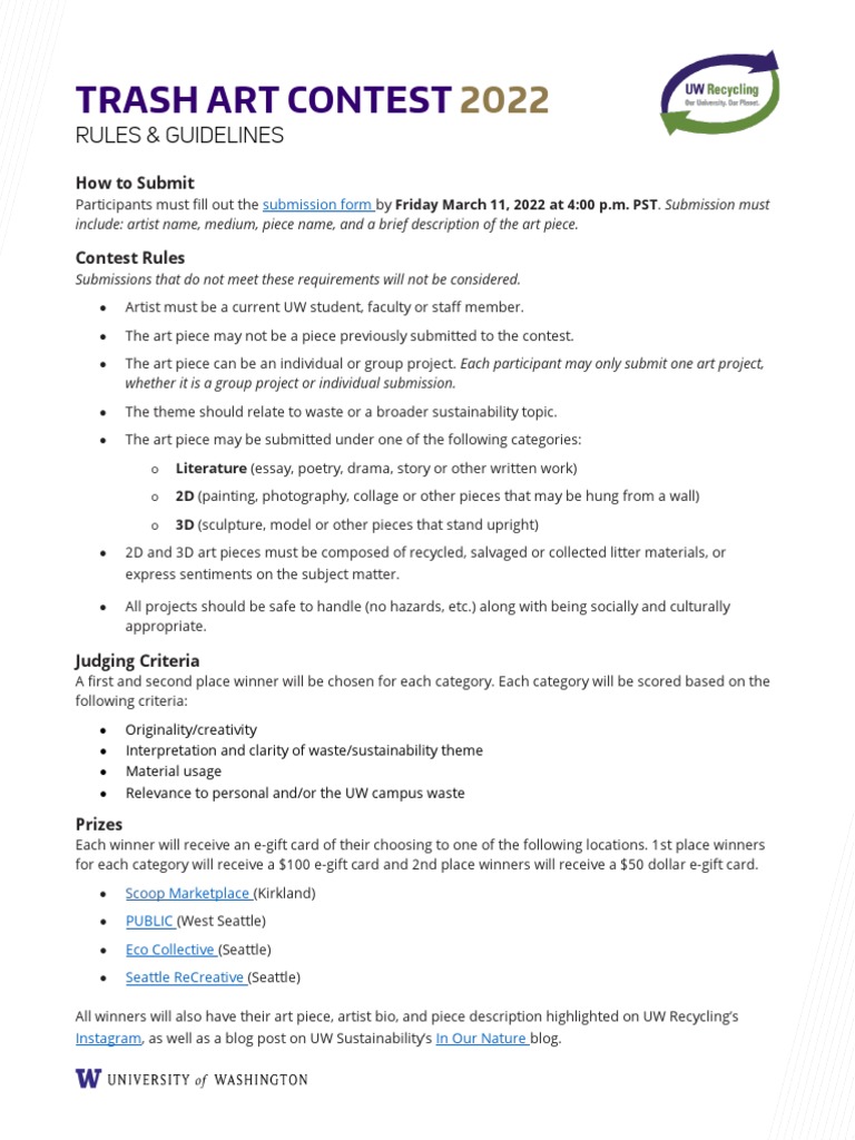 Trash Art Contest 2022 Rules and Guidelines | PDF