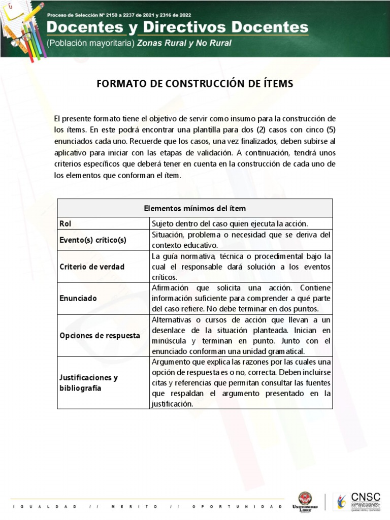 Formato de Construcción de Ítems Sociales | PDF | Cognición | Ciencia ...