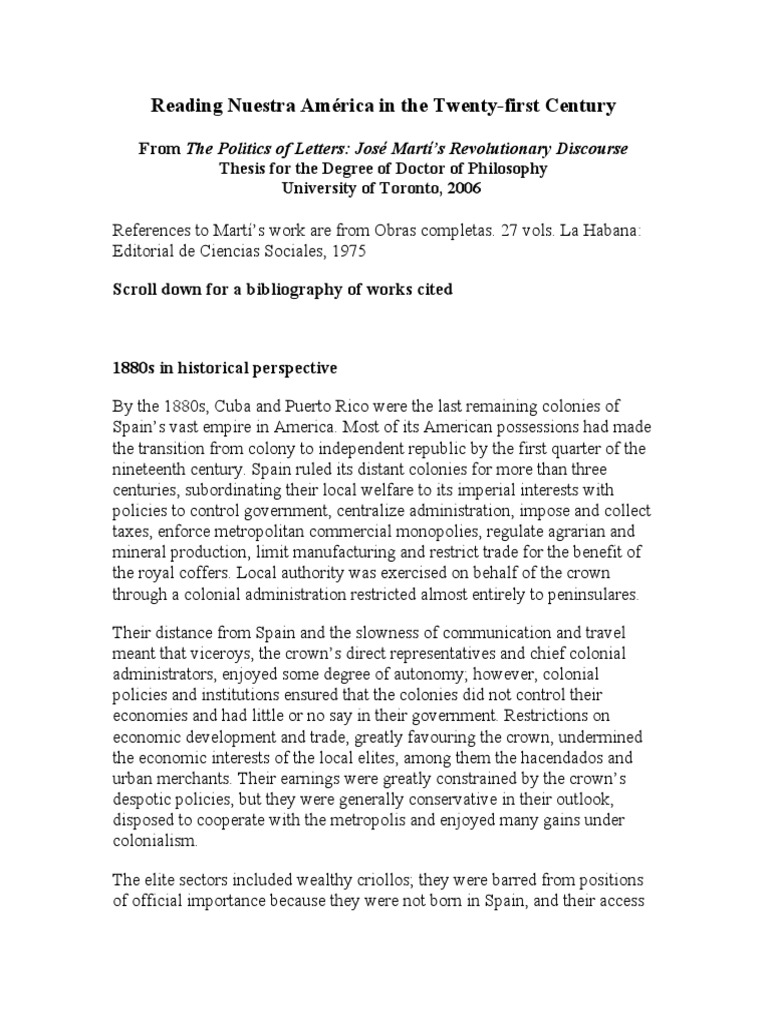 Jose Marti S Nuestra America | PDF