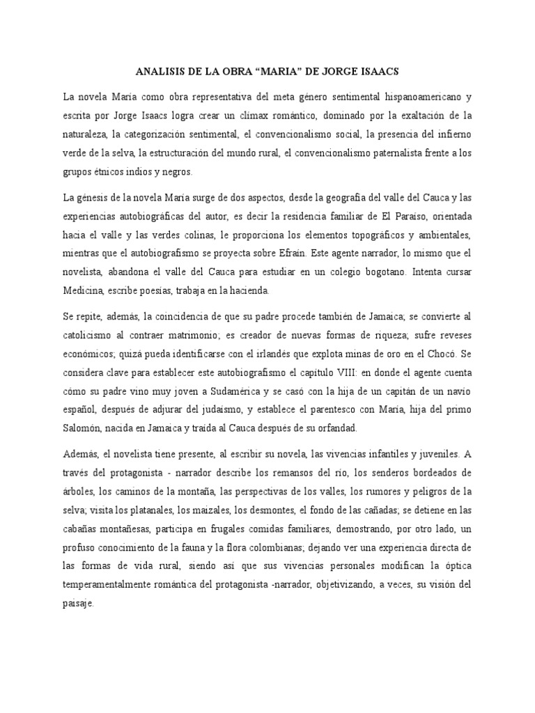 Analisis de La Obra Maria | PDF | Novelas | Amor