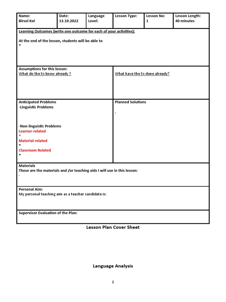Blank Lesson Plan Template | PDF | Lesson Plan | Teachers