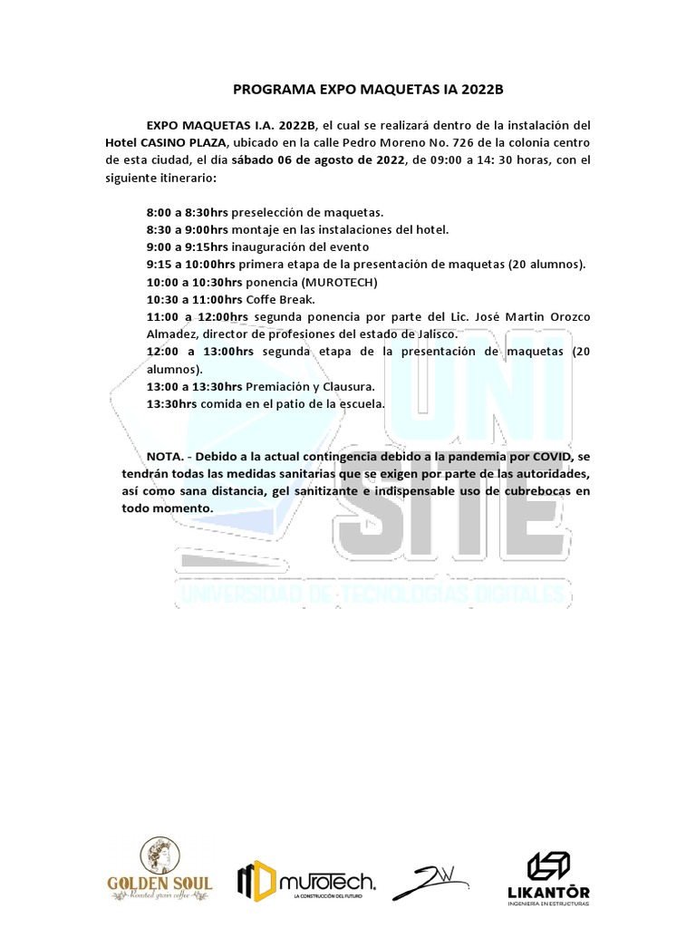 Programa Expo Maquetas Ia 2022B | PDF