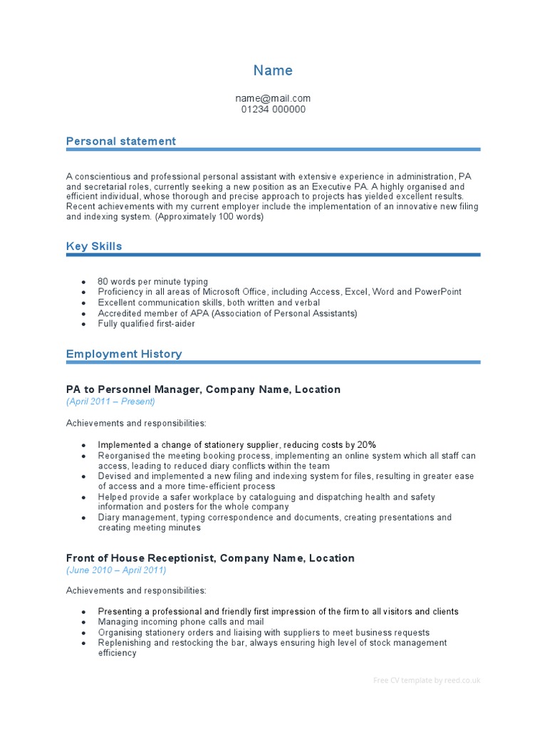 CV Template | Download Free PDF | Business