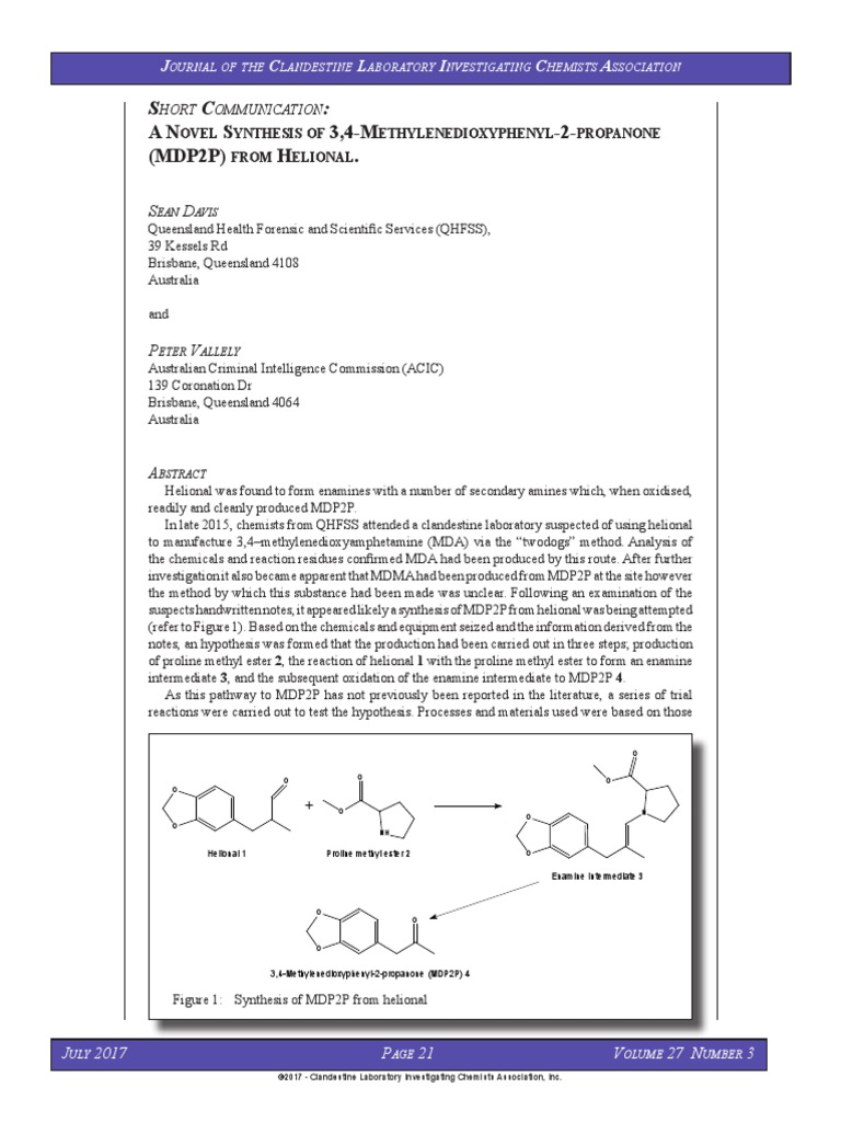 Short Communication - A Novel Synthesis of 3 4-Methylenedioxyphenyl-2 ...