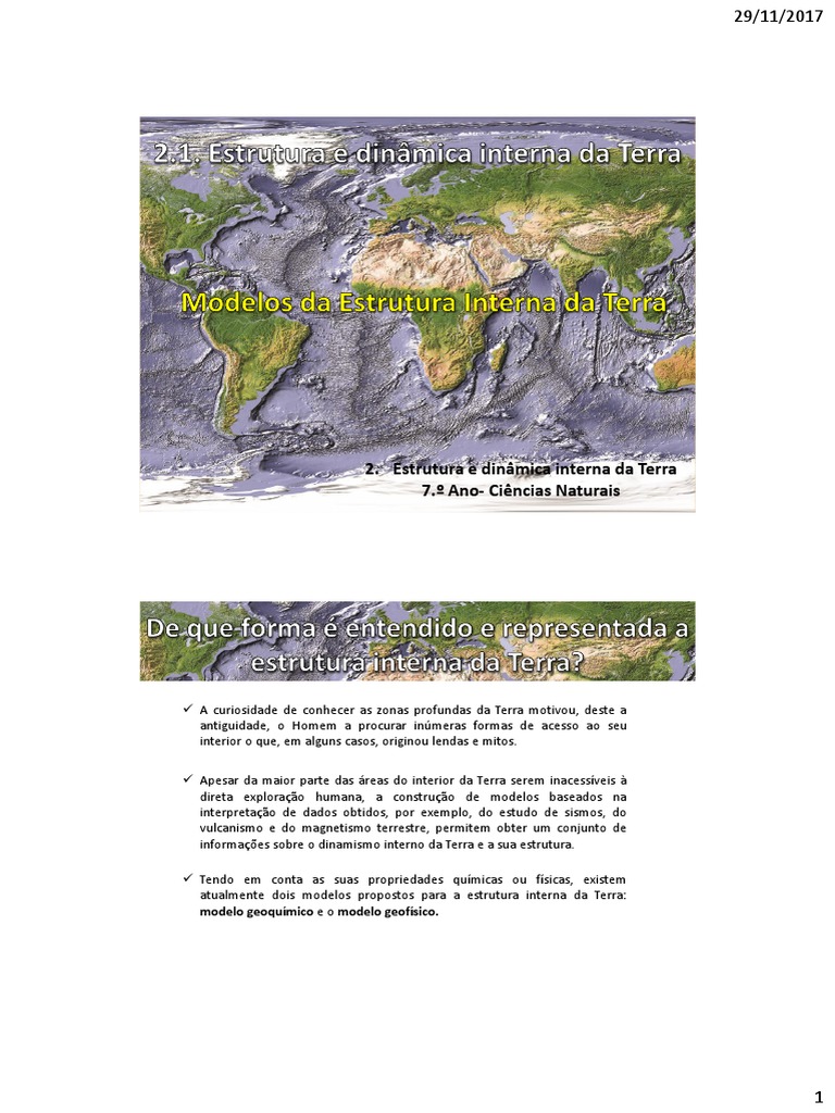 Modelos Da Estrutura Da Terra (1) Aula | PDF | Crosta (Geologia) | Terra