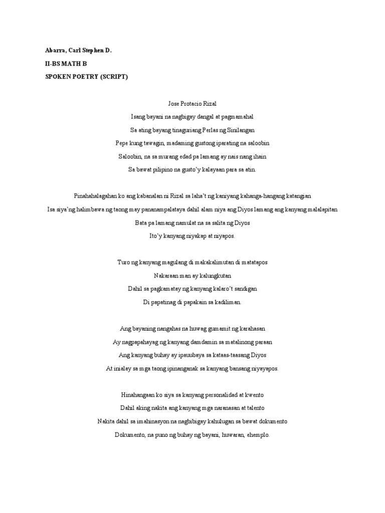 Spoken Poetry (Script) | PDF