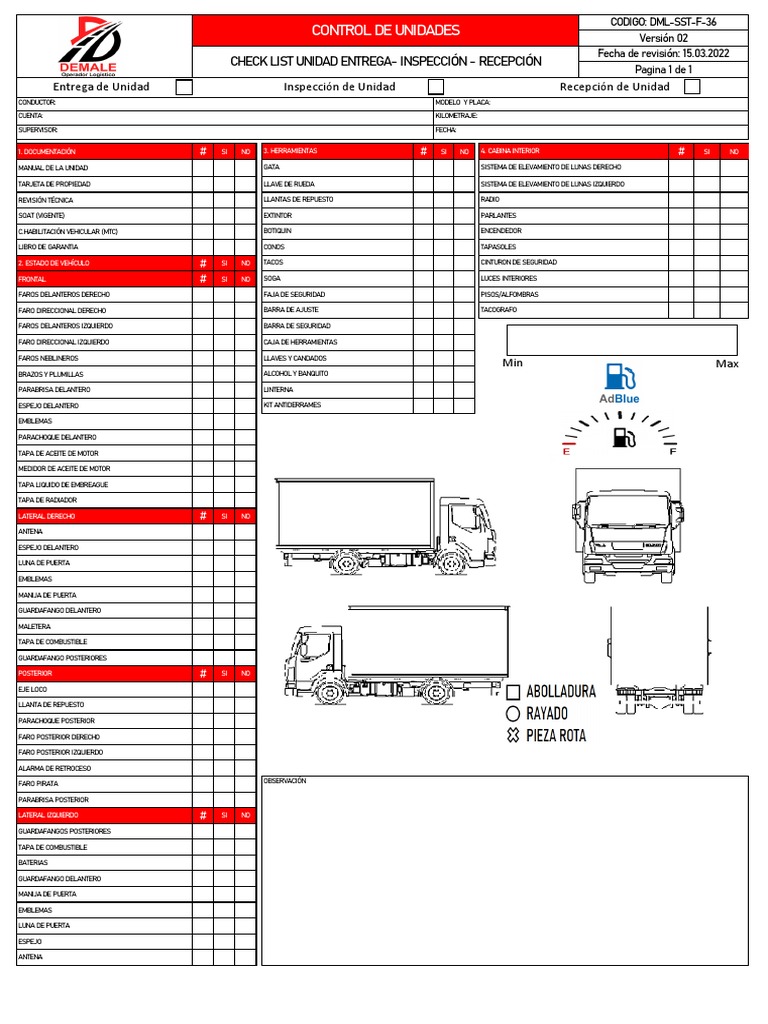 Check List de Inspección de Camiones | PDF | Vehículos de ruedas ...