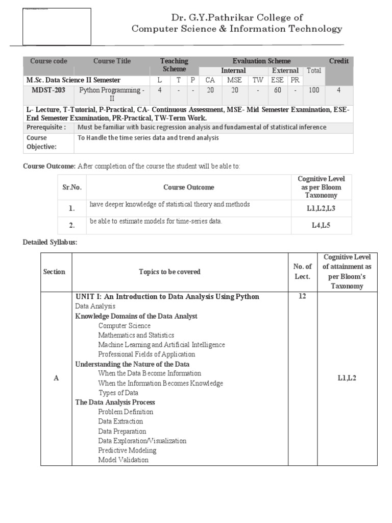M.SC - Data Science Second Semester Python Part 2 | PDF