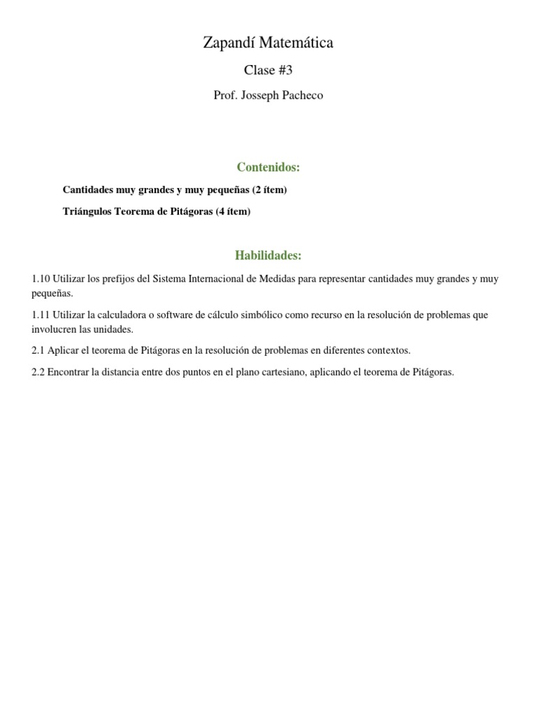 Zapandí Matemática Clase3 | PDF | Tierra | Pulgada