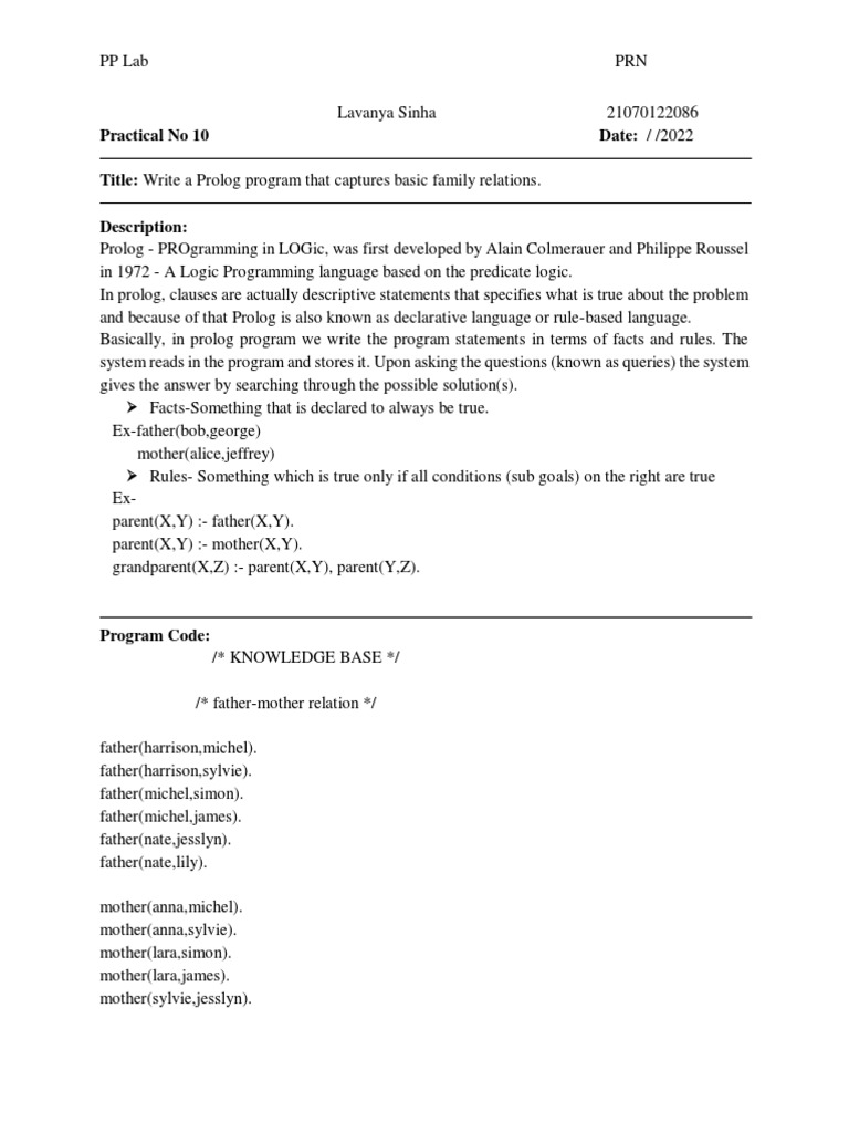 Family Tree in Prolog | PDF