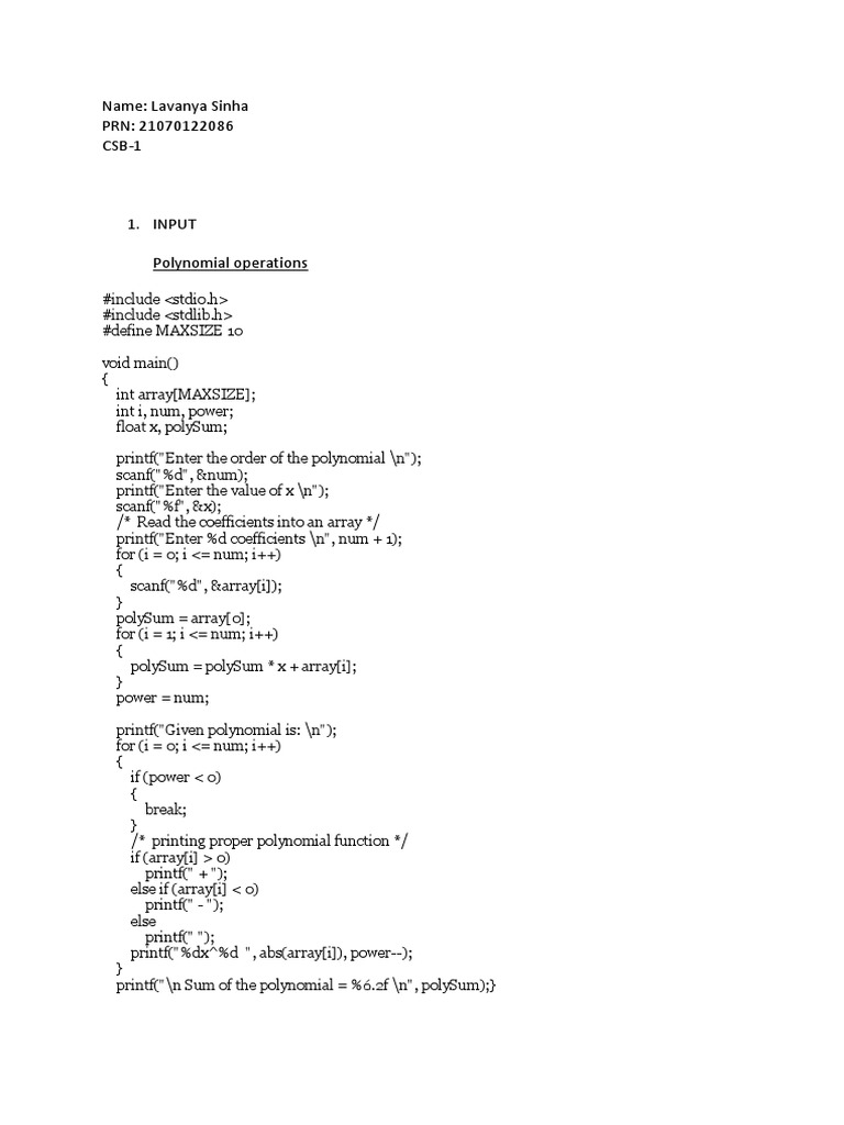 Polynomial Operations | PDF