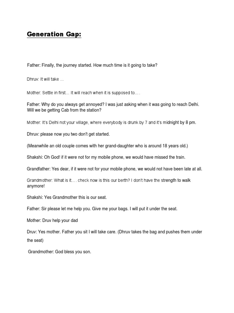 Generation Gap Script Final | PDF