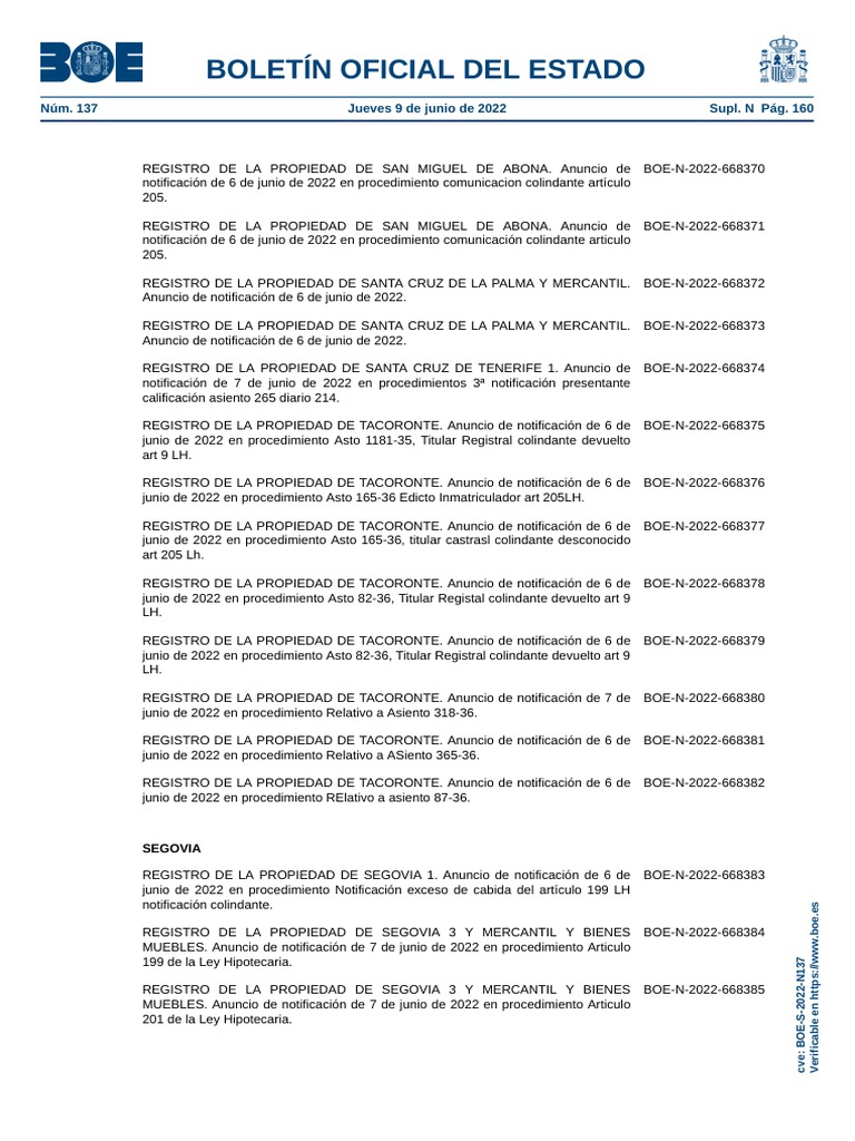 Boe-160 | PDF | Derecho Civil (Common Law) | Datos geográficos e información