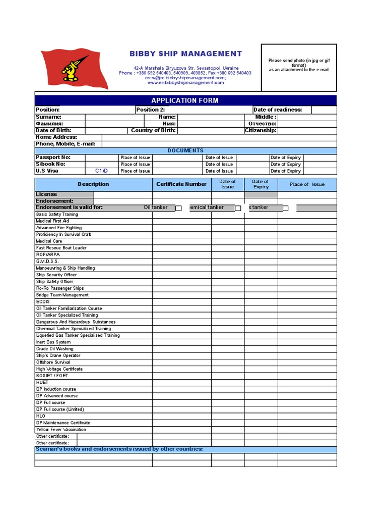 Application Form | PDF | Oil Tanker | Shipping