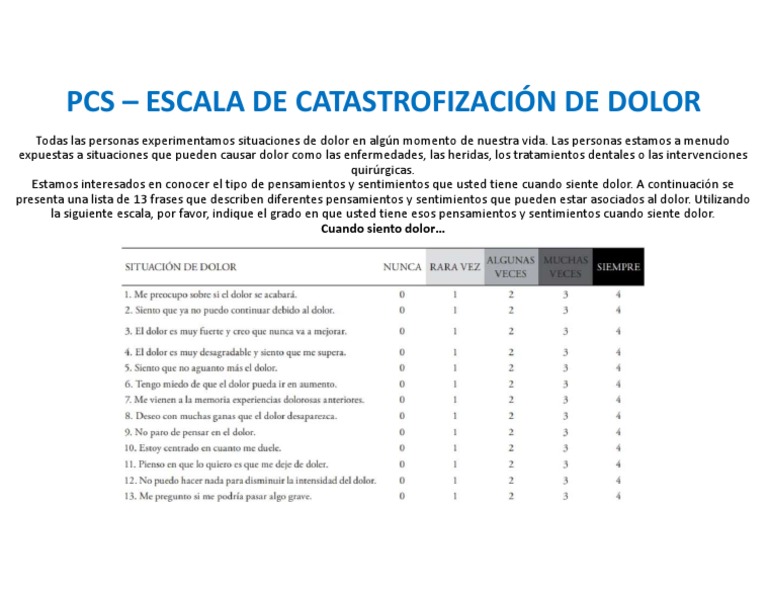 Escala de Catastrofización | PDF