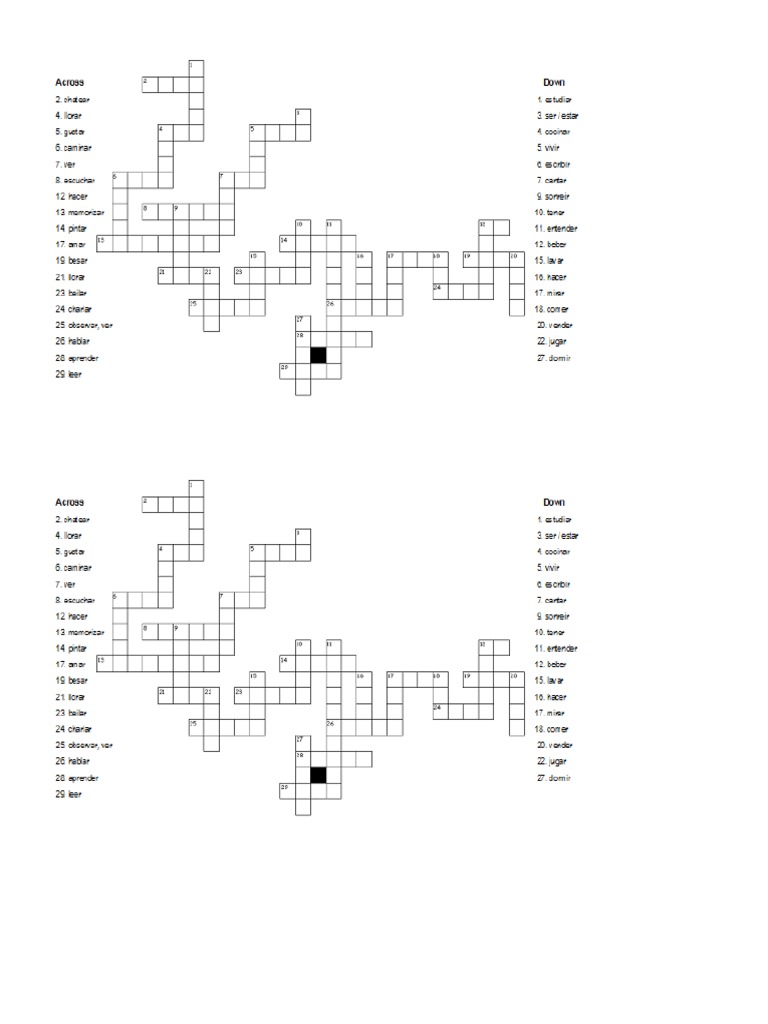 Crucigrama Verbos Ingles | PDF