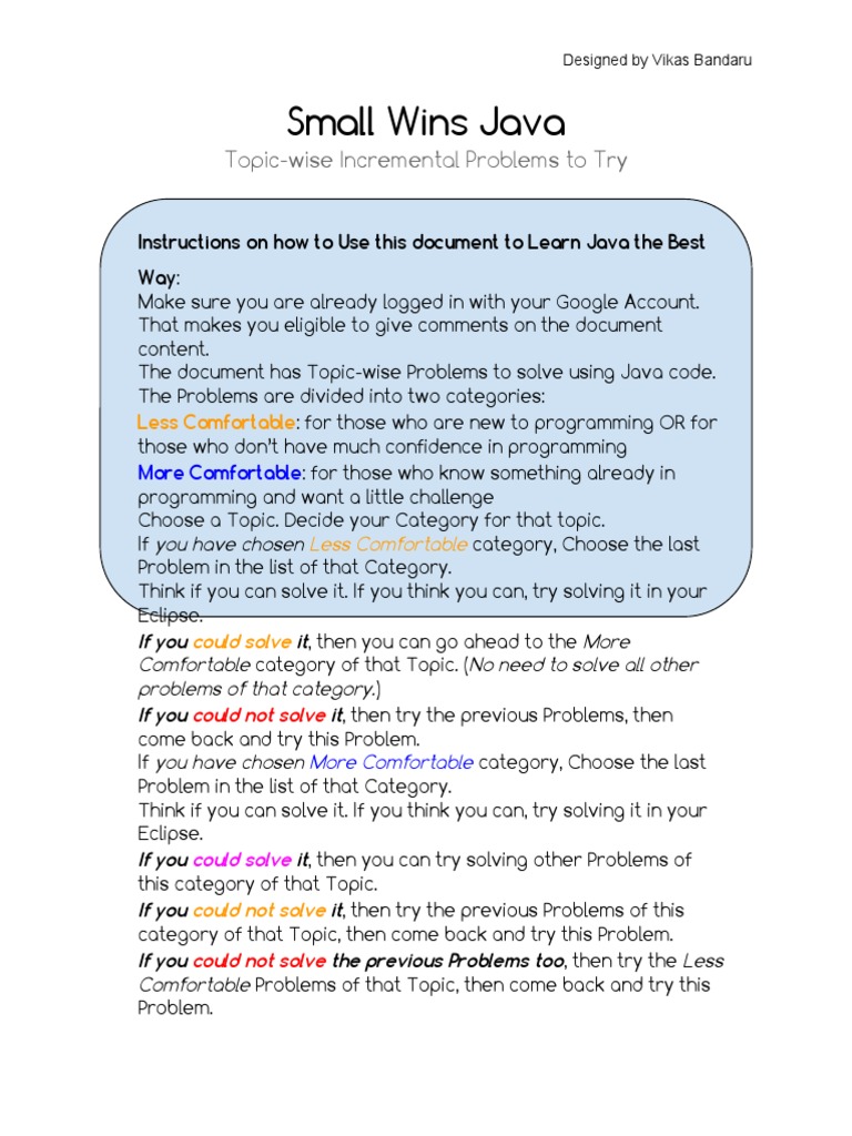 Small Wins - Java | PDF | Method (Computer Programming) | Matrix ...