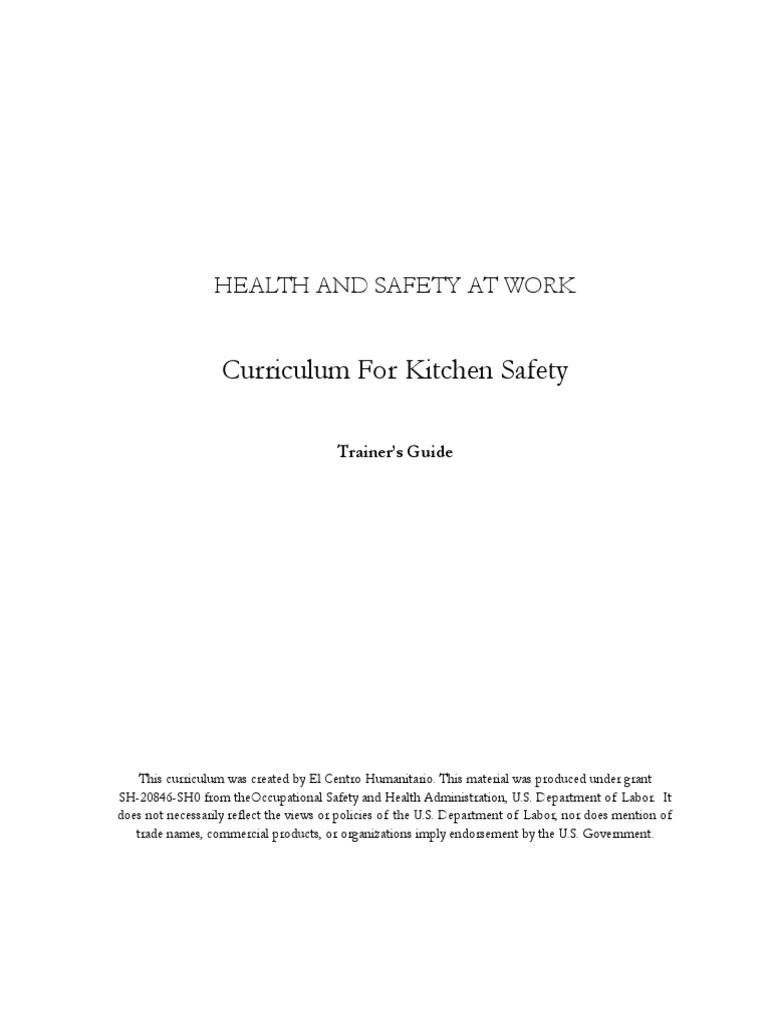 Kitchen Safety Training Guide | PDF | Personal Protective Equipment | Knife