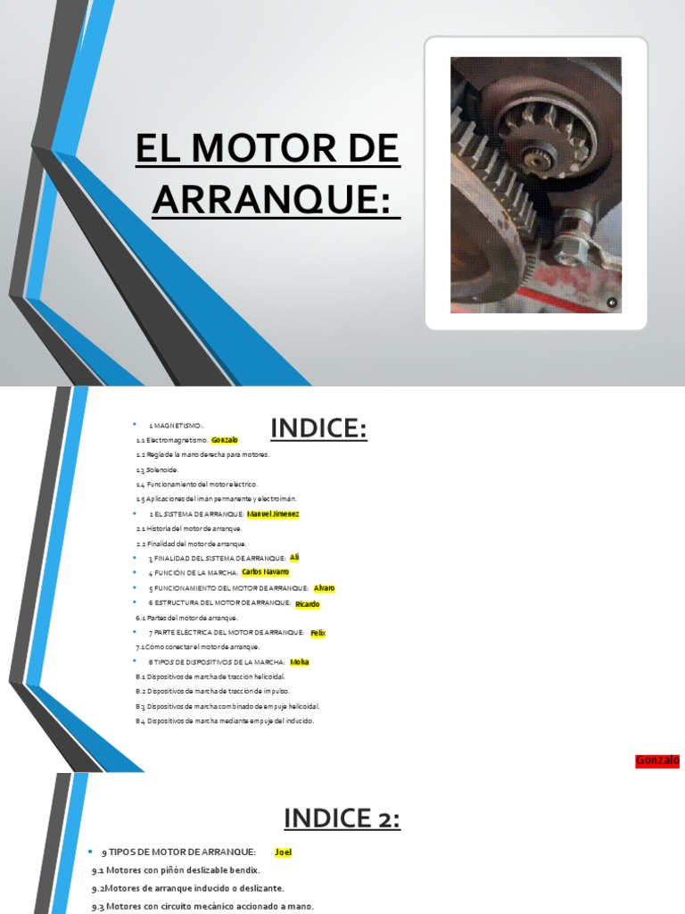 El magnetismo y el sistema de arranque en los motores de combustión | PDF | Engranaje | Motor de ...