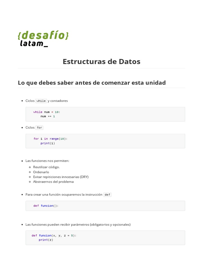 Lectura - Estructuras de Datos | PDF | Python (lenguaje de programación ...