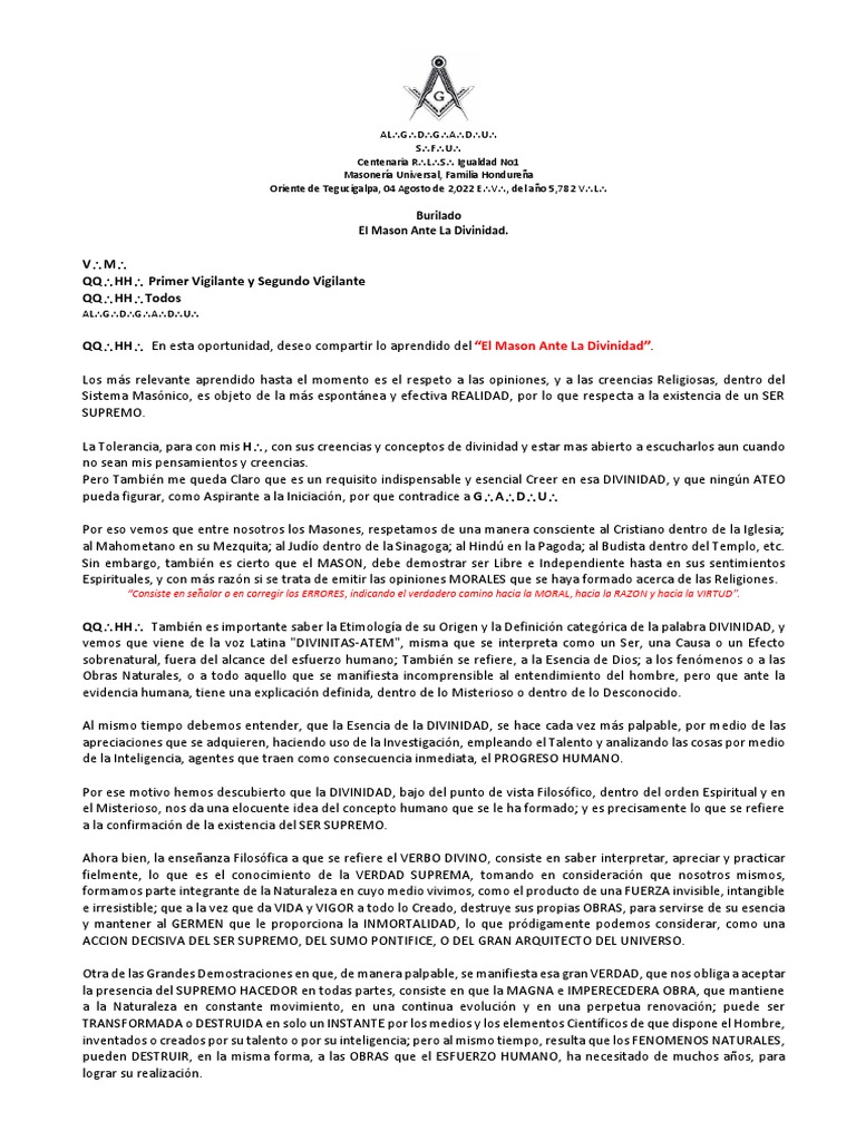 El Mason Ante La Divinidad | PDF | Dios | Verdad