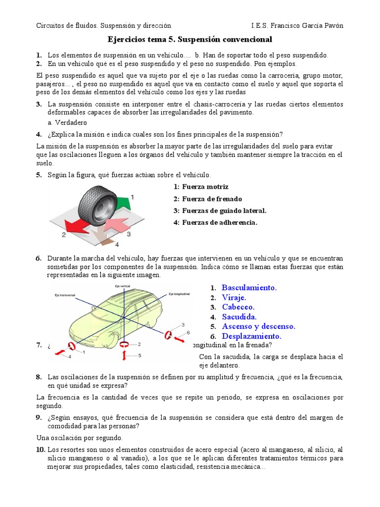 Ejercicios Tema5. Suspension Mecanica 1 | PDF | Eje | Vehículos terrestres
