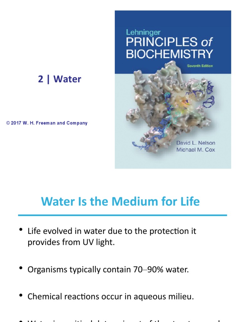 Lehninger Ch2 Water | PDF | Ph | Hydrogen Bond