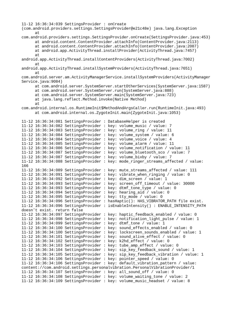 Android Settings Log Analysis | PDF | Java (Programming Language ...