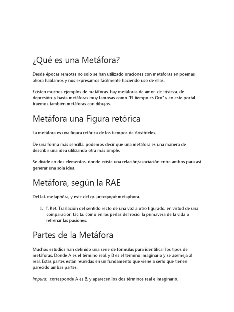 Definición y Tipos de Metáfora | PDF | Metáfora