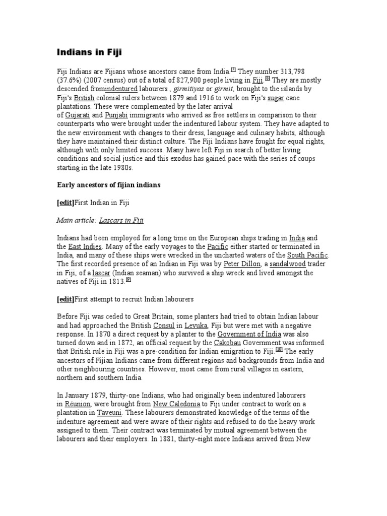 Indians in Fiji | PDF | Fiji