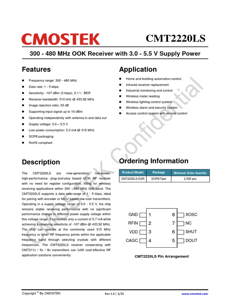 CMT2220LS Datasheet-EN-V1.0-20210917 | PDF | Bandwidth (Signal Processing) | Capacitor