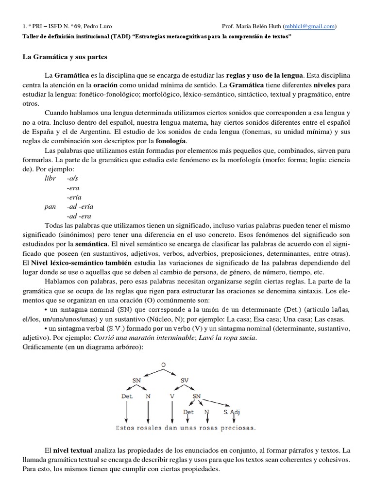 La Gramática y Sus Partes | PDF | Palabra | Lingüística
