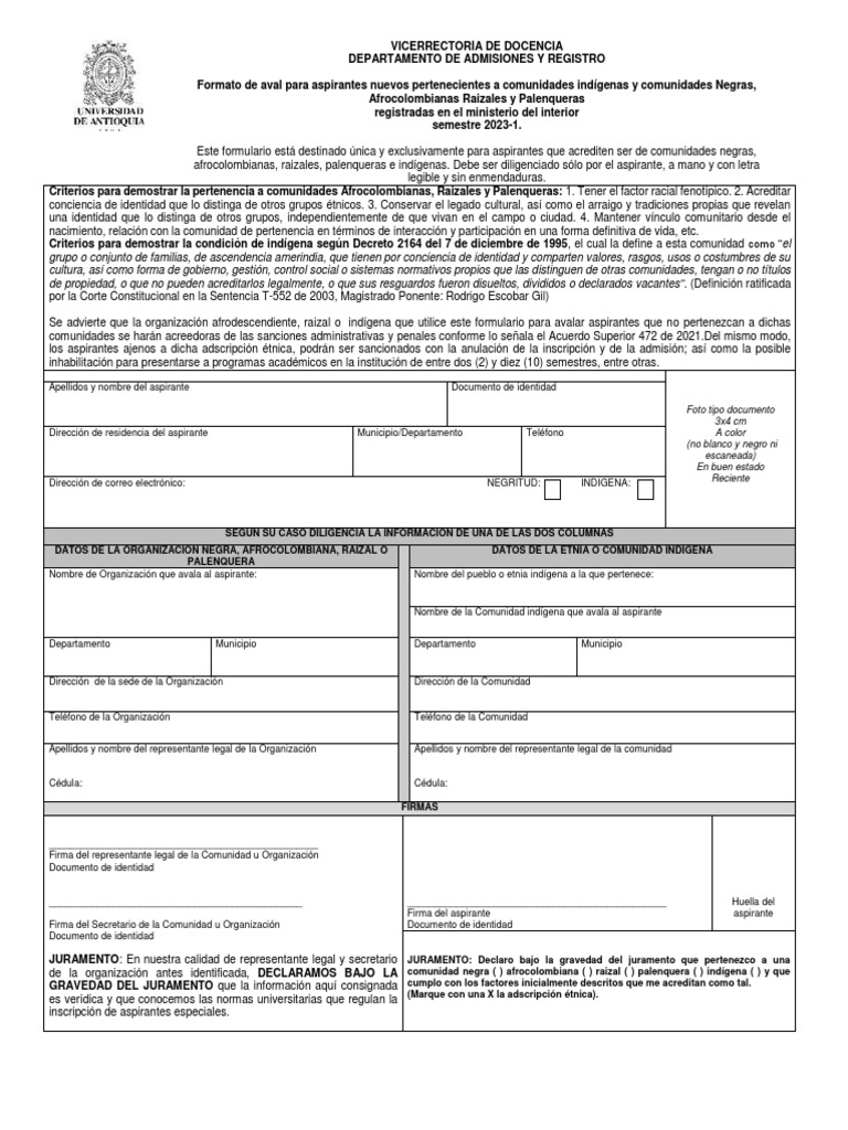 Formato de Aval 2023-1 | PDF