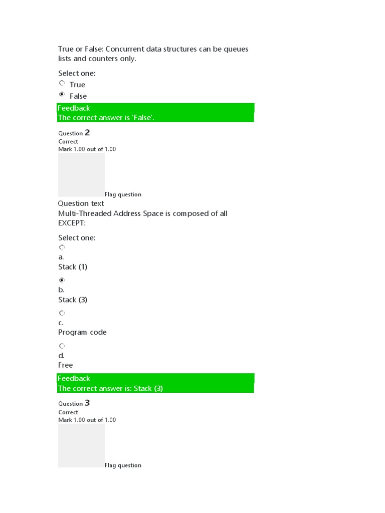 Graded Quiz 3 | PDF | Thread (Computing) | Concurrency (Computer Science)