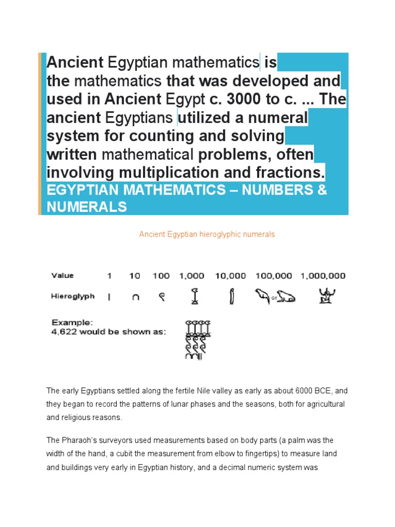 Egyptian Math | PDF | Numbers | Ancient Egypt