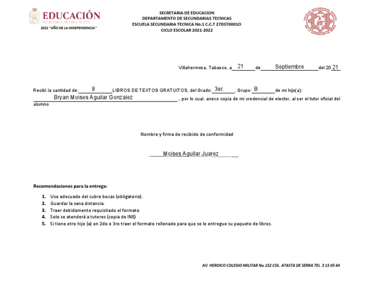 Formato de Entrega de Libros | PDF