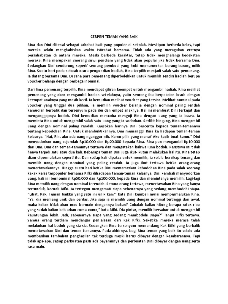 Cerpen Teman Yang Baik | PDF