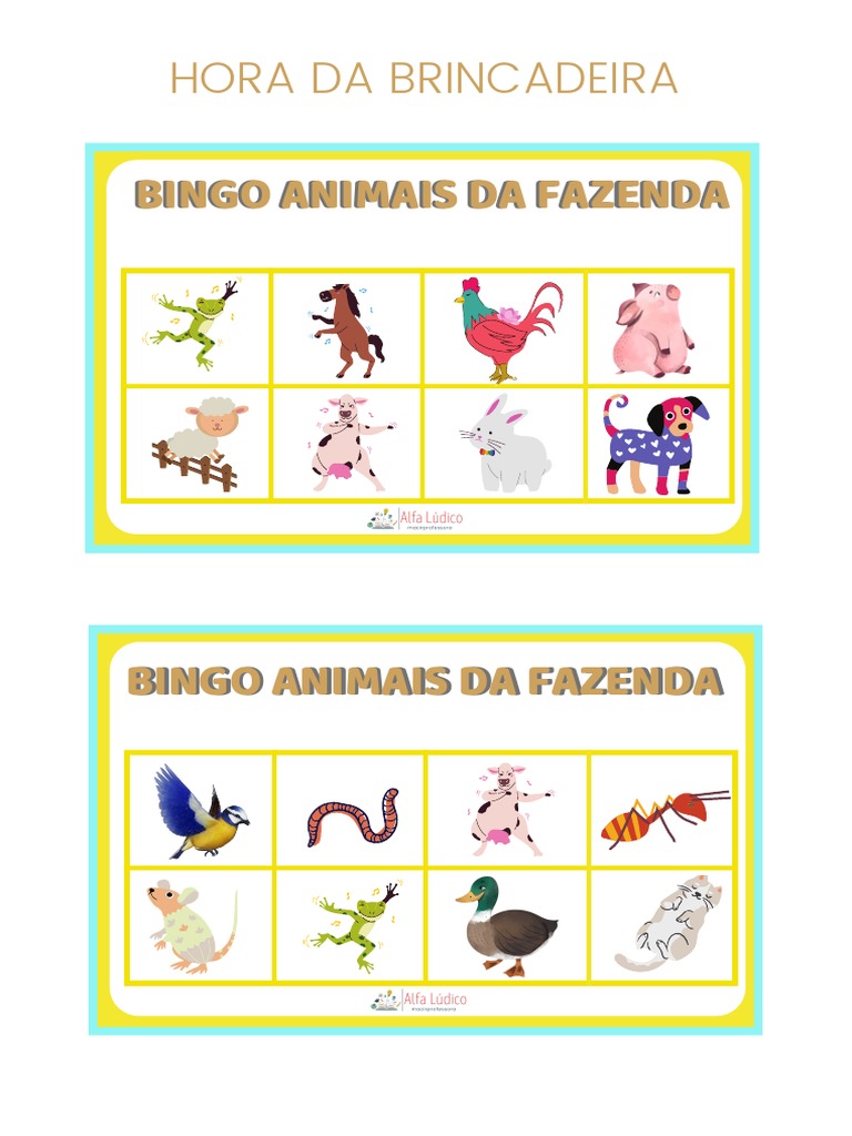 Bingo de Animais para Crianças | PDF | Gastronomia, comida e vinho