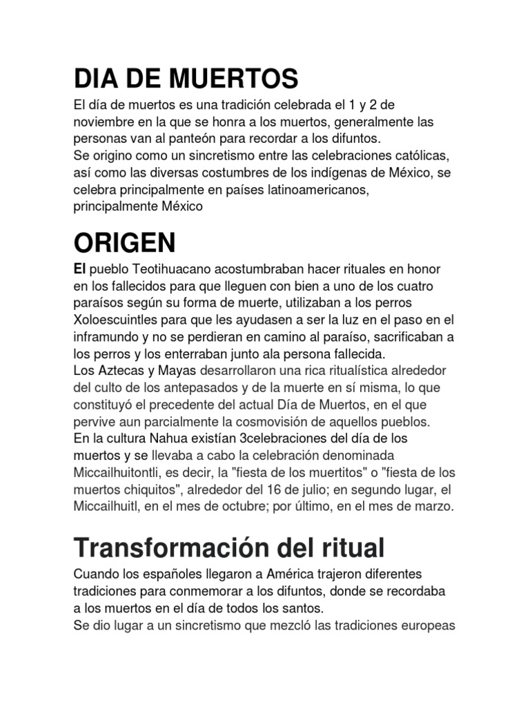 Dia de Muertos | PDF | Religión y espiritualidad