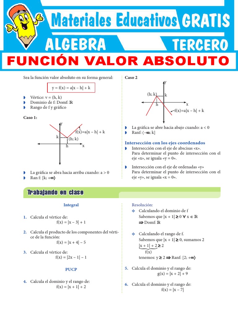 Función Valor Absoluto para Tercer Grado de Secundaria | PDF | Sistema ...