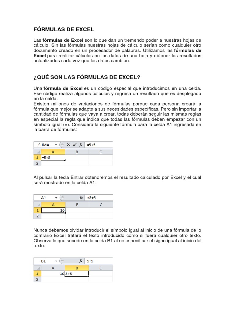 Definición de Formulas Y Funciones en Excel | PDF